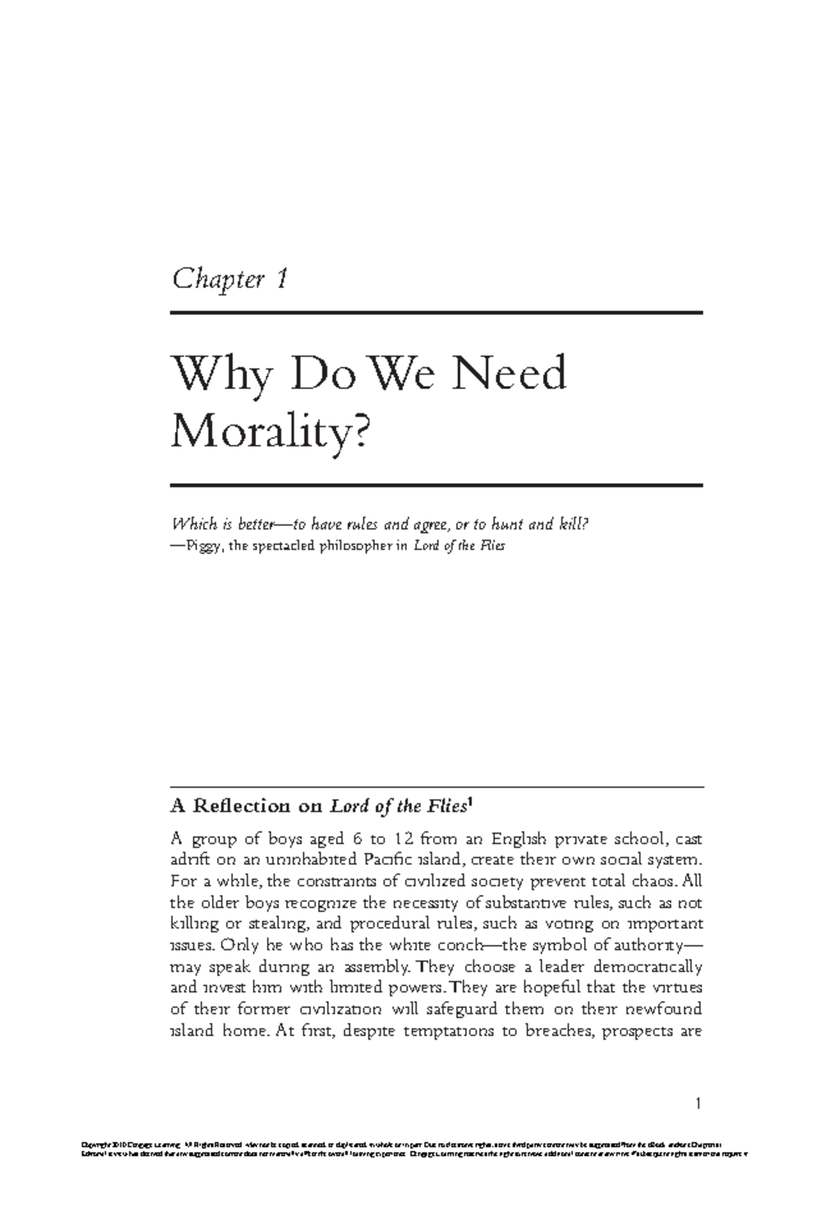 Why Do We Need Morality - 1 Chapter 1 Why Do We Need Morality? Which is better—to have rules and ...