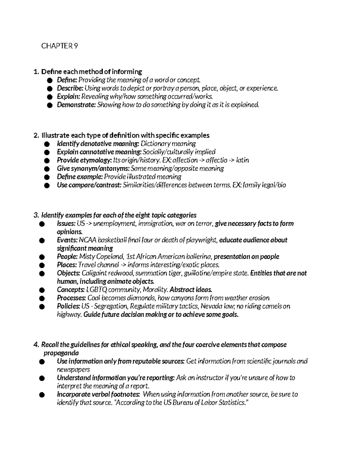 Human Communications CH.9 Study Guide - CHAPTER 9 Define each method of ...