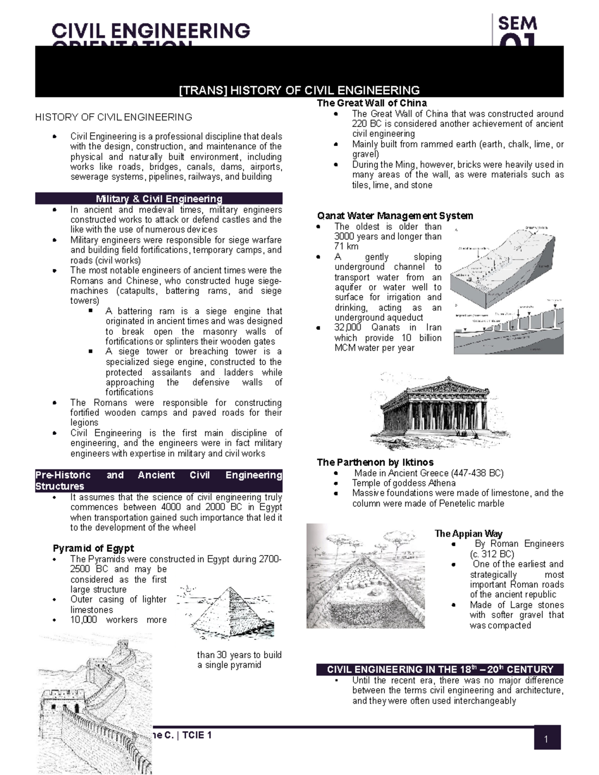 Civil Engineering Orientation-Transcription/Course Summary (Prelim ...