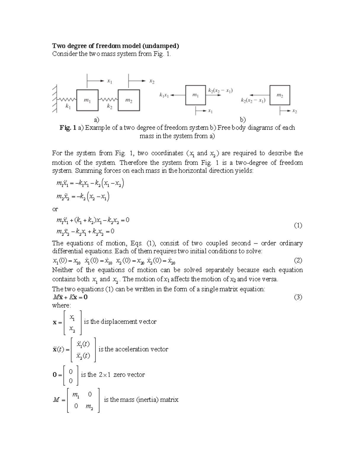 LN 12 - Two degree of freedom model - Two degree of freedom model ...