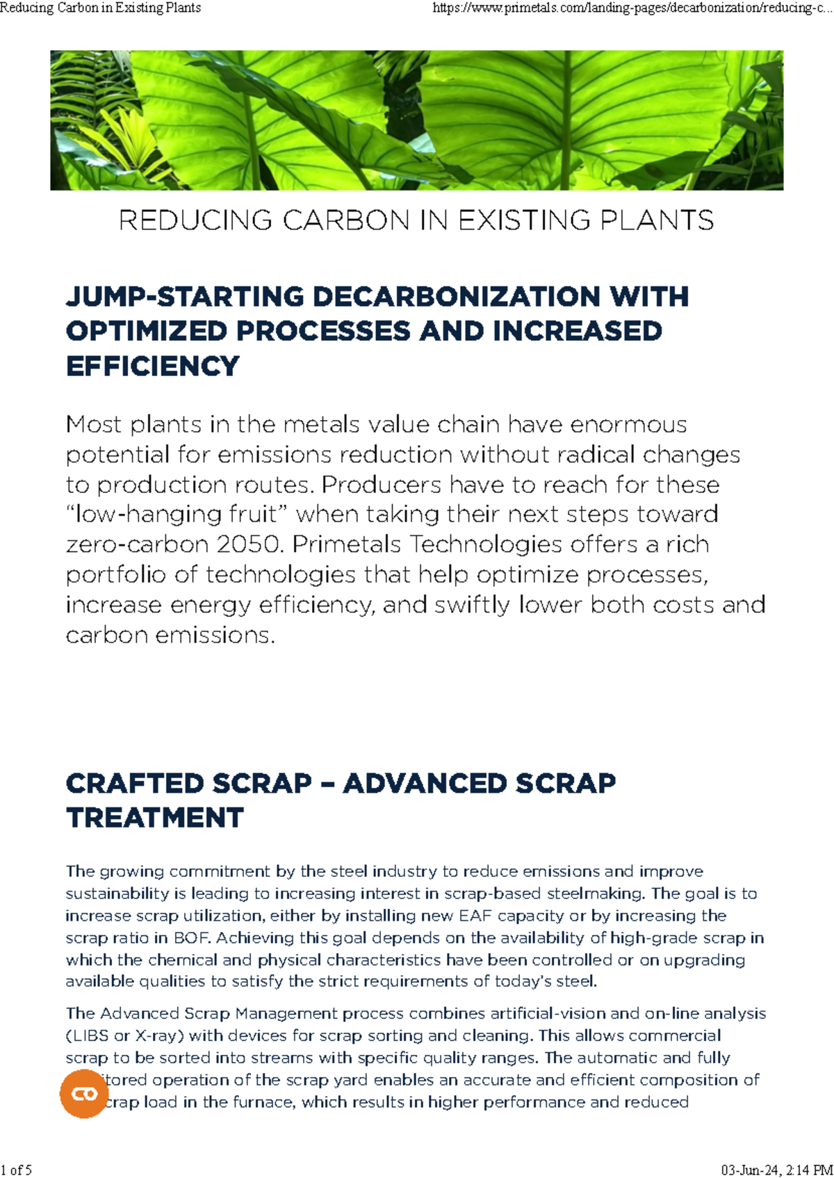 Reducing Carbon in Existing Plants - REDUCING CARBON IN EXISTING PLANTS ...