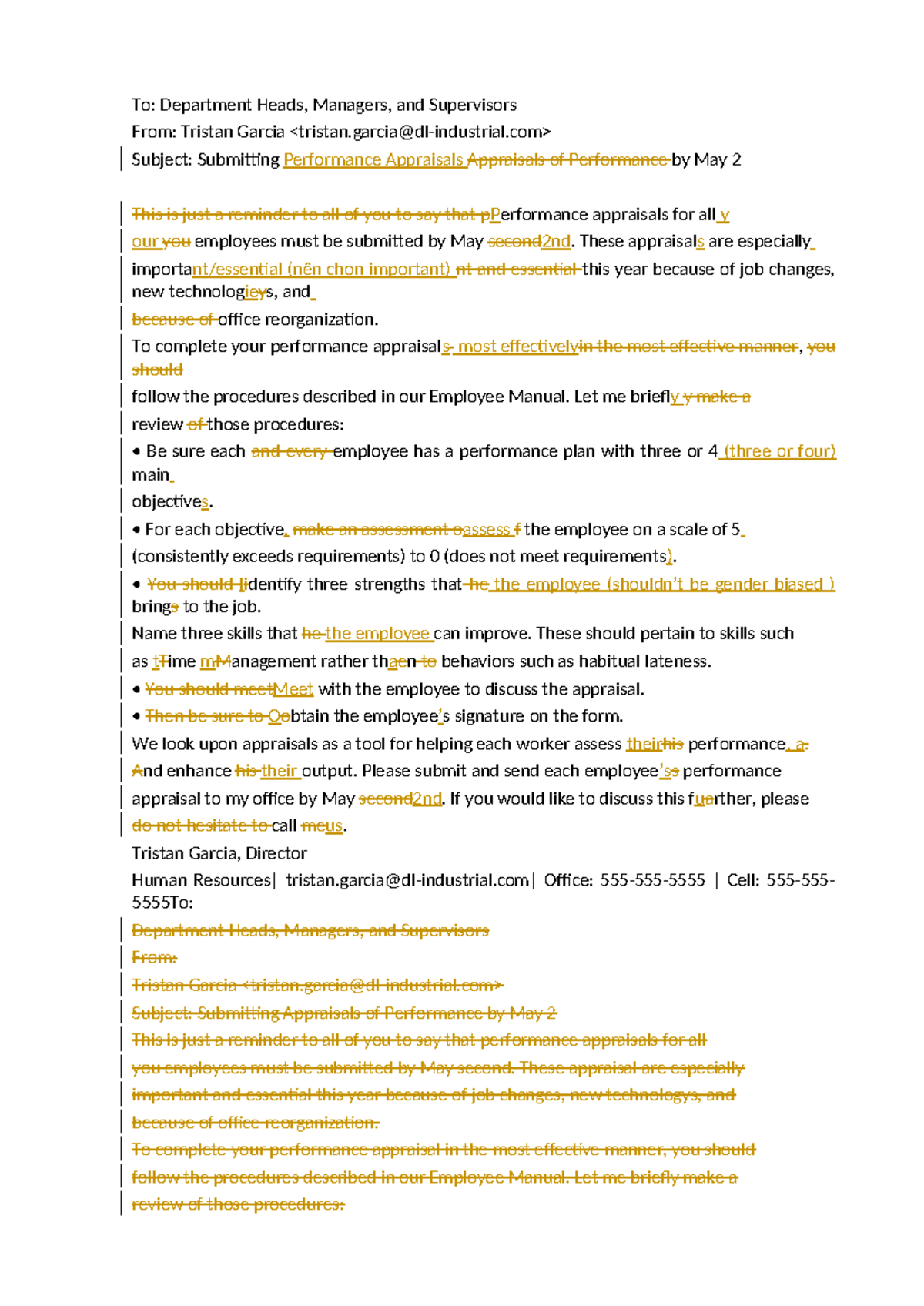 Email to be corrected - To: Department Heads, Managers, and Supervisors ...