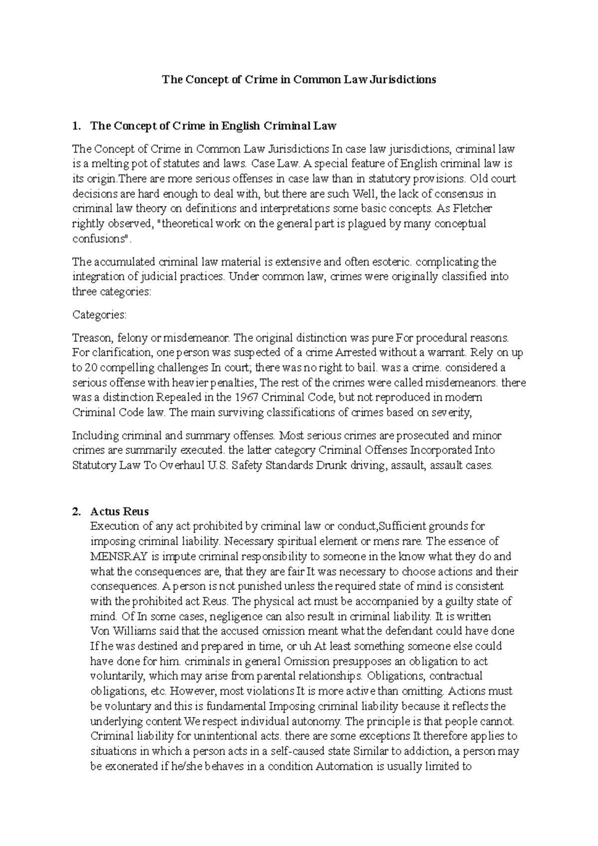 The Concept of Crime in Common Law Jurisdictions - Case Law. A special ...