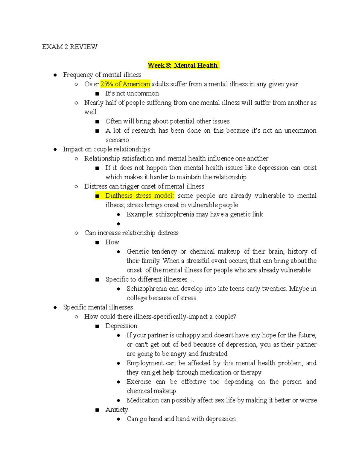 FMSC 260 Exam Review 2 Flashcards - EXAM 2 REVIEW Week 8: Mental Health ...