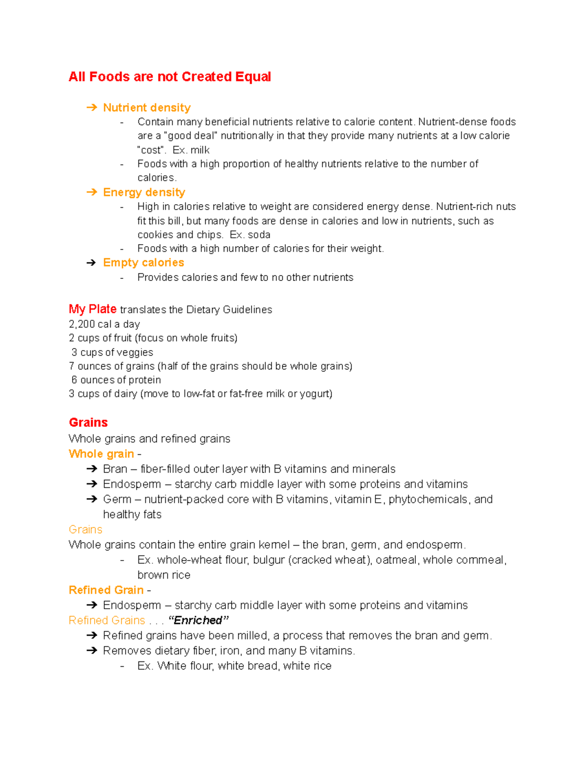 Chpt. 2 Tools of a Healthy Diet - All Foods are not Created Equal ...