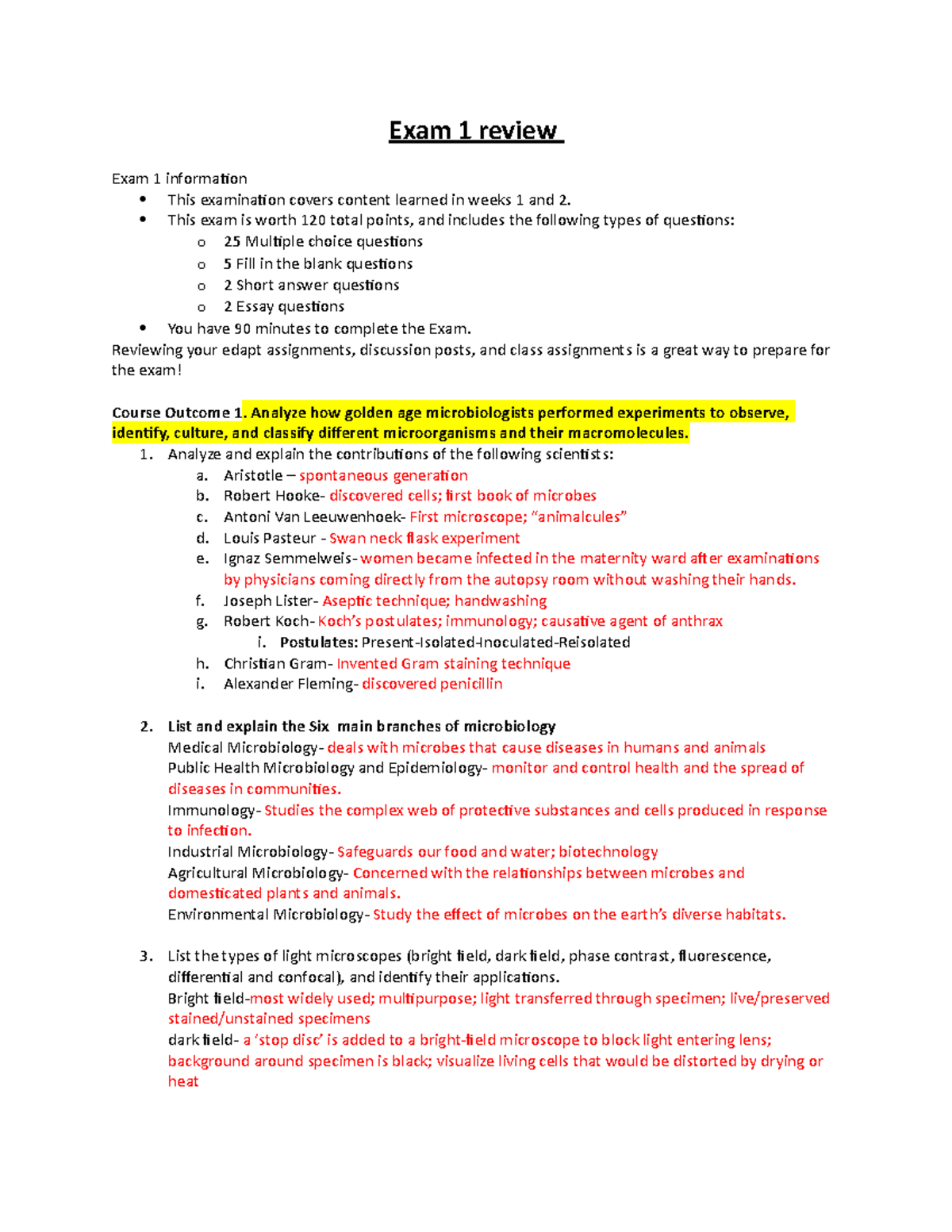 BIOS 242 Exam 1 Review - Biology notes - Exam 1 review Exam 1 ...