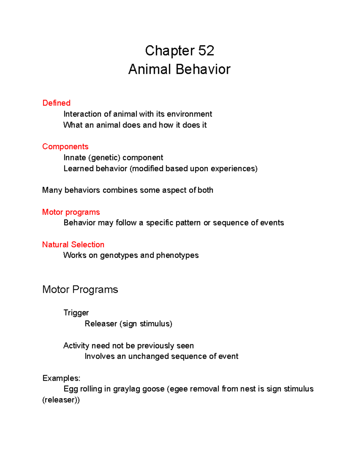 BIO 103 LEC 1 10 Ch. 25 - These are lecture notes on animal behavior ...