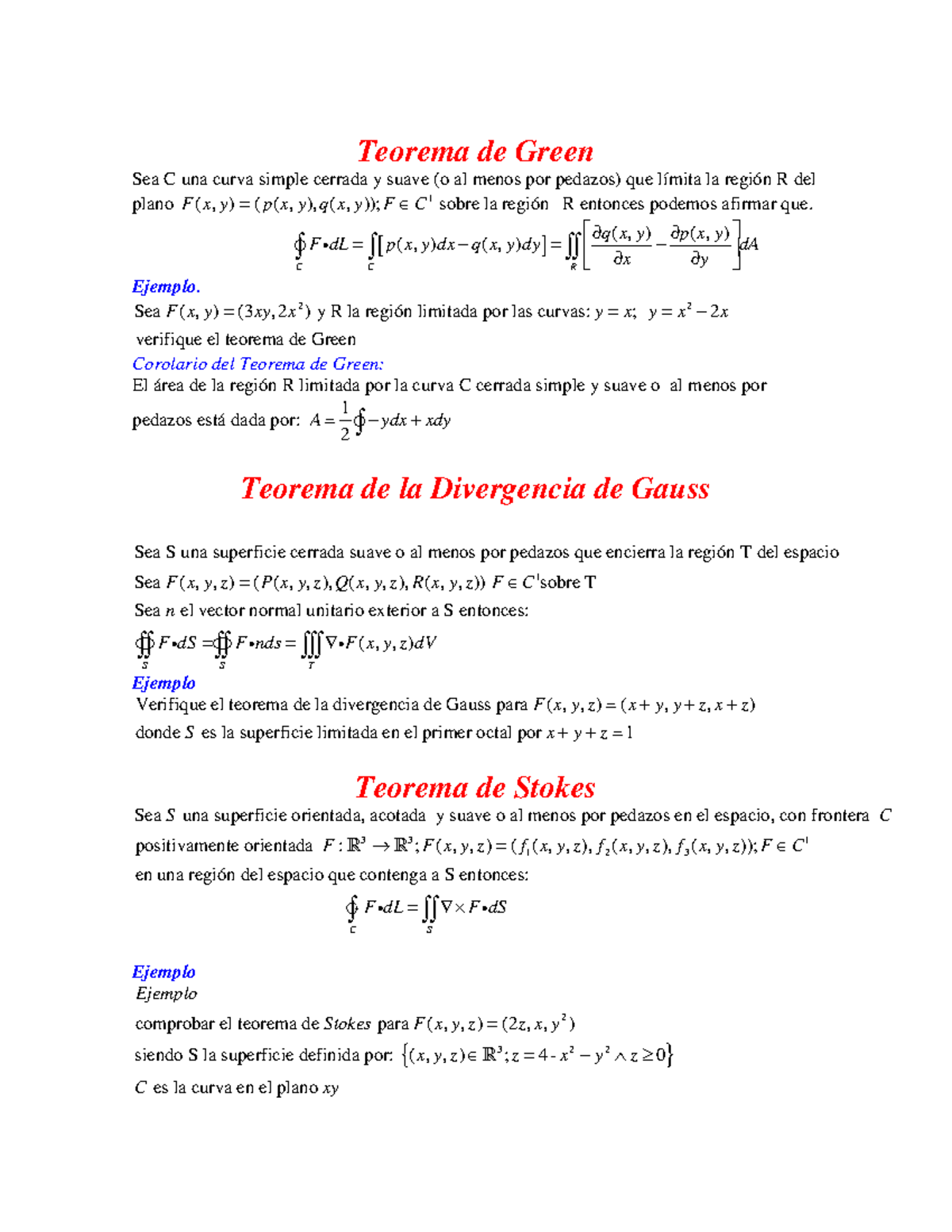 Teorema-de-green-stokes-gauss - Teorema de Green Sea C una curva simple ...