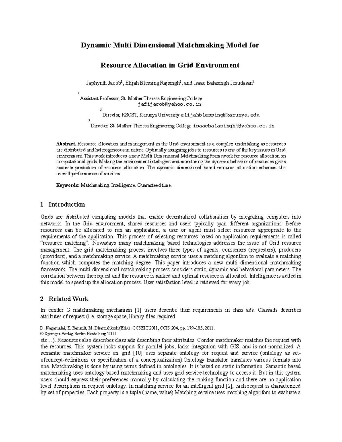 Dynamic Multi Dimensional Matchmaking Model - Mother Theresa ...