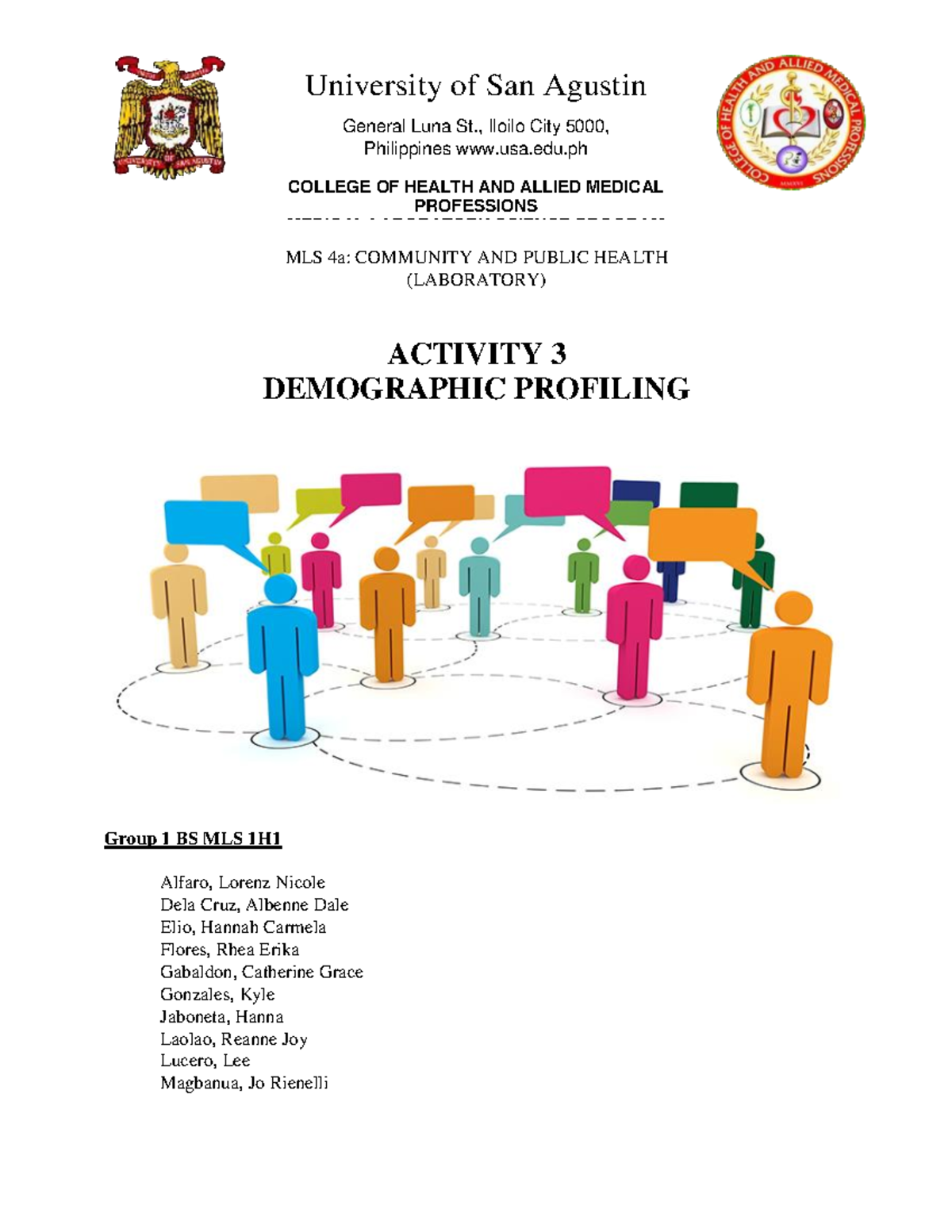 Group 1 BS MLS 1H1 Activity 3 Demographic Profiling - University of San ...