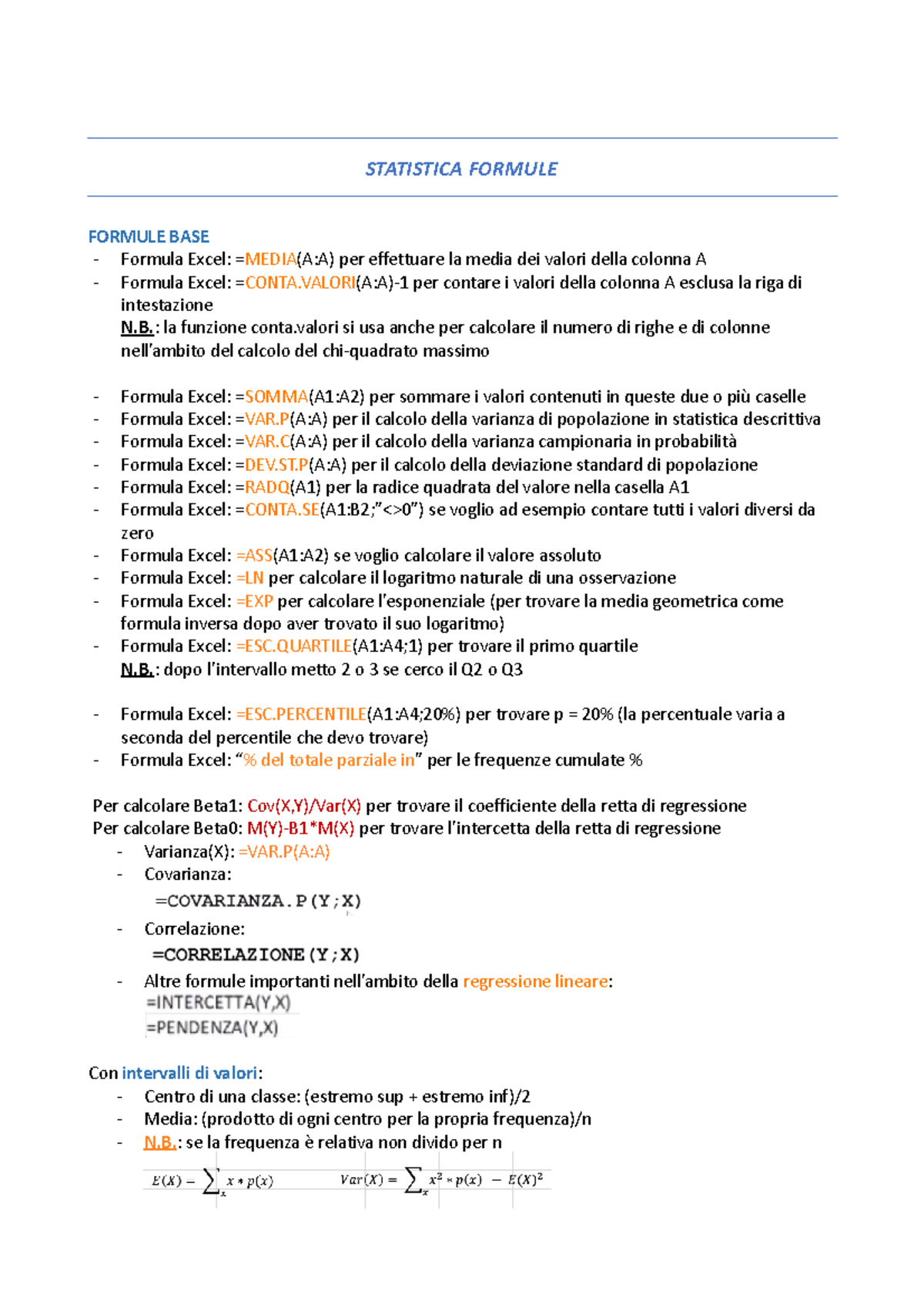 Statistica formule - STATISTICA FORMULE FORMULE BASE Formula Excel ...