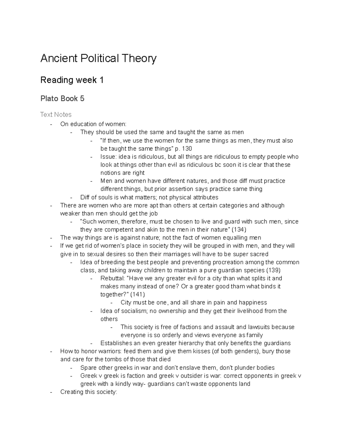 Ancient Political Theory (1+2) - POLS 316 - USD - Studocu