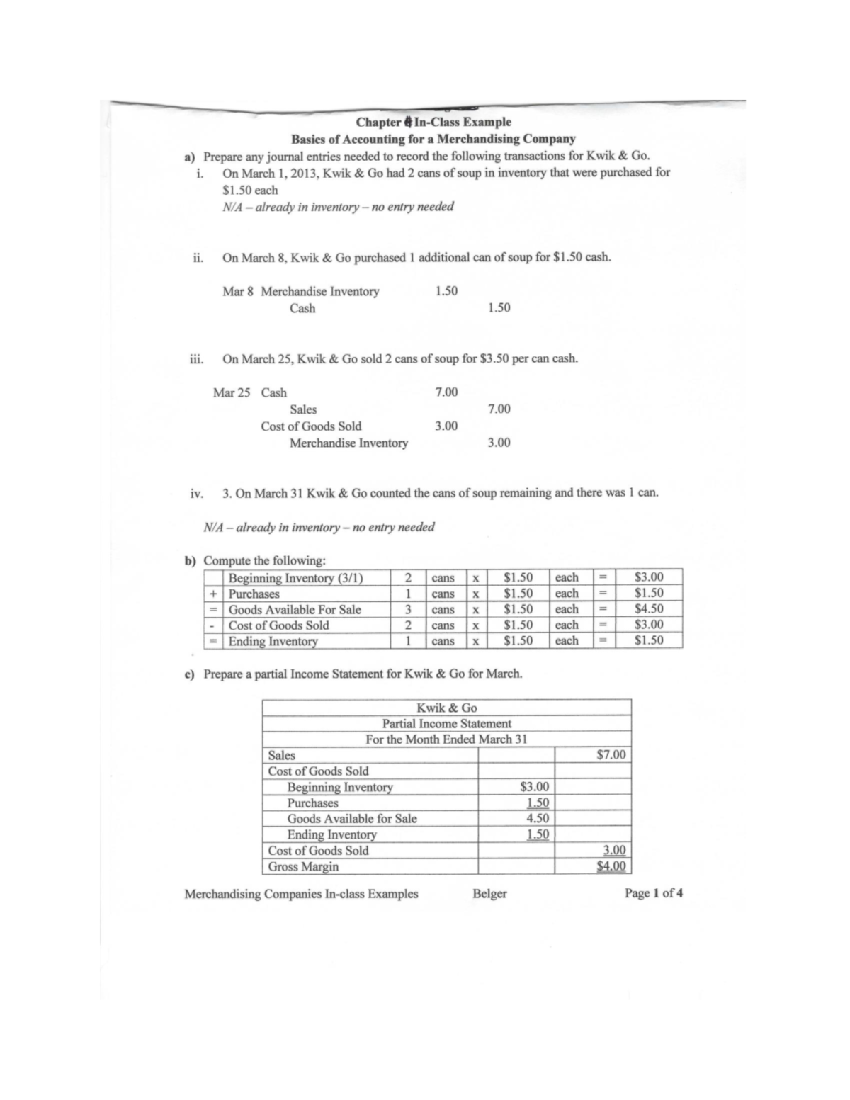 CH 4 In-class Examples - Solution - BUS1 020 - Studocu