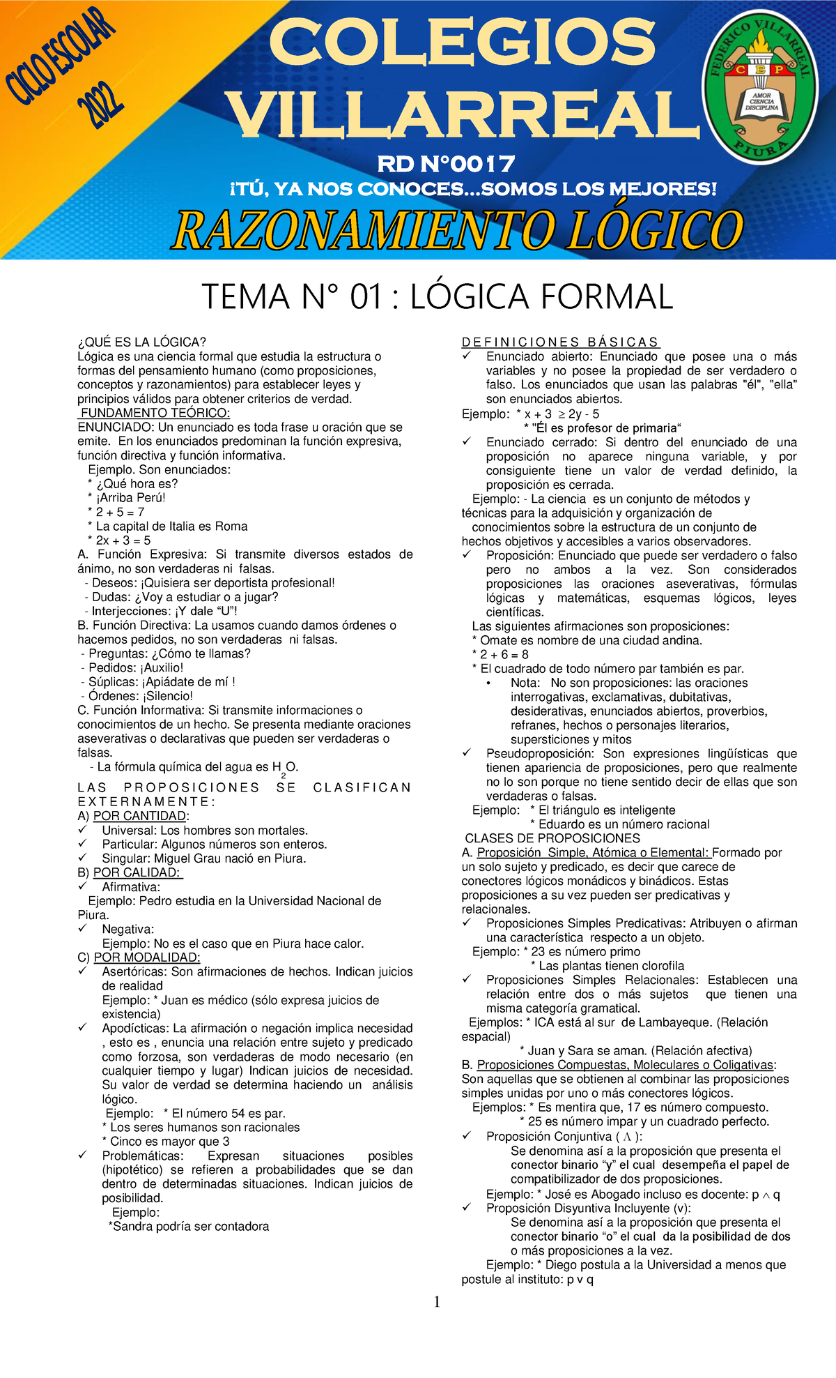 LÓG Formal 5° - r. lógico - TEMA N° 01 : LÓGICA FORMAL ¿QUÉ ES LA ...