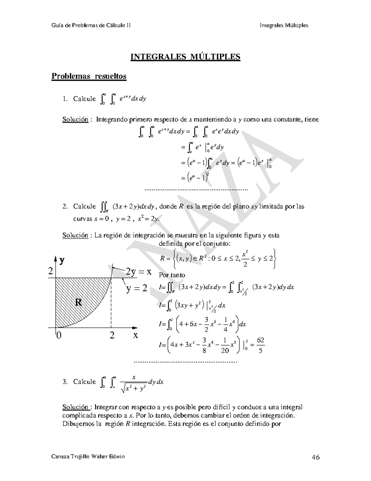 Capítulo IV - Integrales Multiples - INTEGRALES MÚLTIPLES Problemas ...