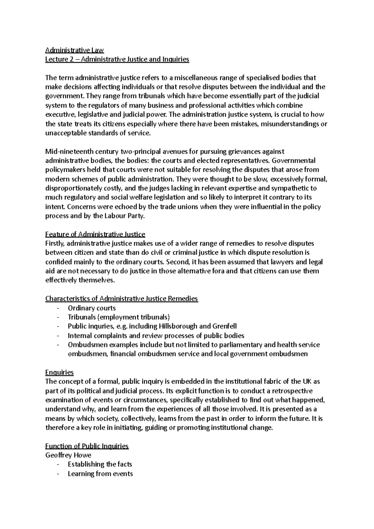 Lecture 2 - Administrative Justice and Inquiries - Administrative Law ...