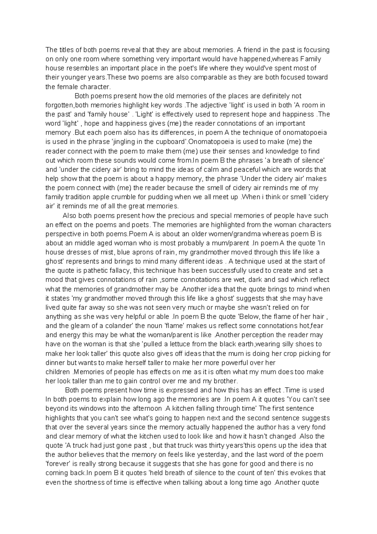 Sue english - sound essay - The titles of both poems reveal that they ...