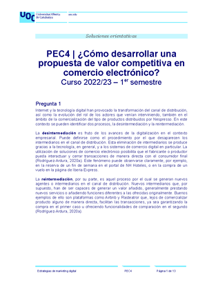 Estrategias de marketing digital Sol PEC 2 - Soluciones orientativas PEC2 | Con las ...
