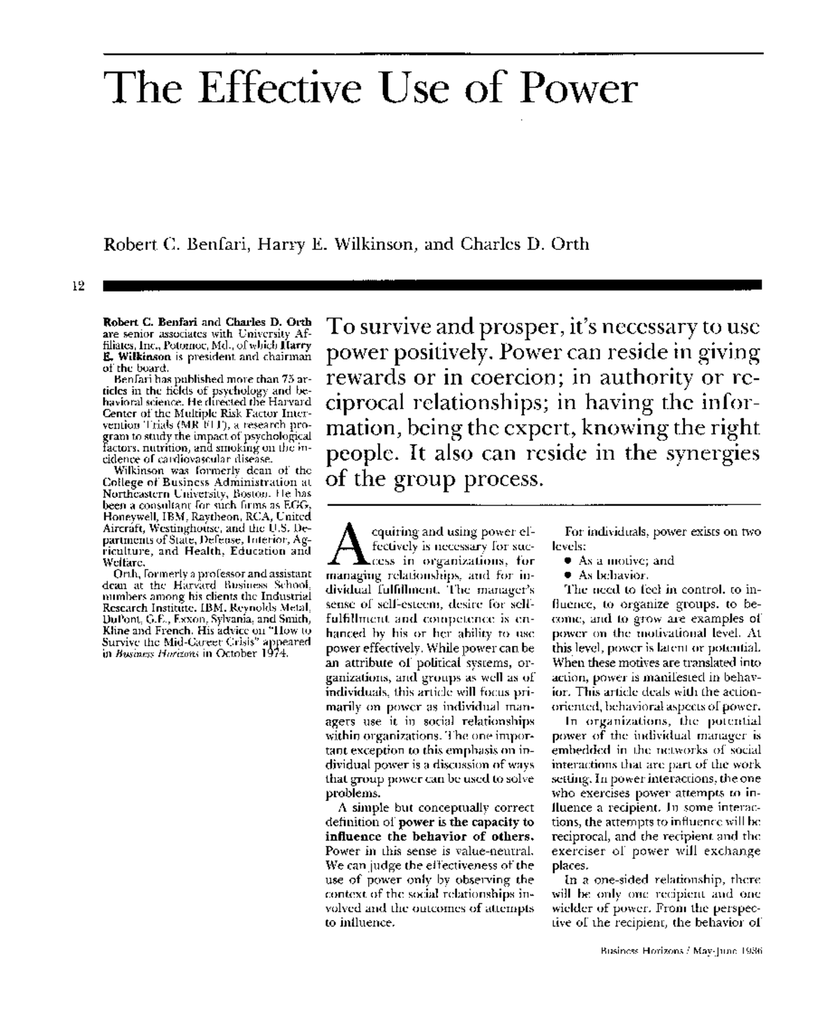 The effective use of power - The Effective Use of Powcr ####### Robert ...