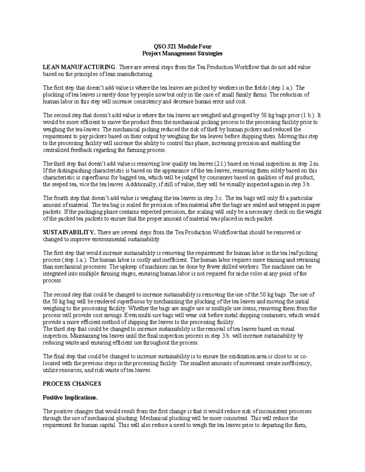 QSO 321 - 4-3 Project Management Strategies - QSO 321 Module Four ...