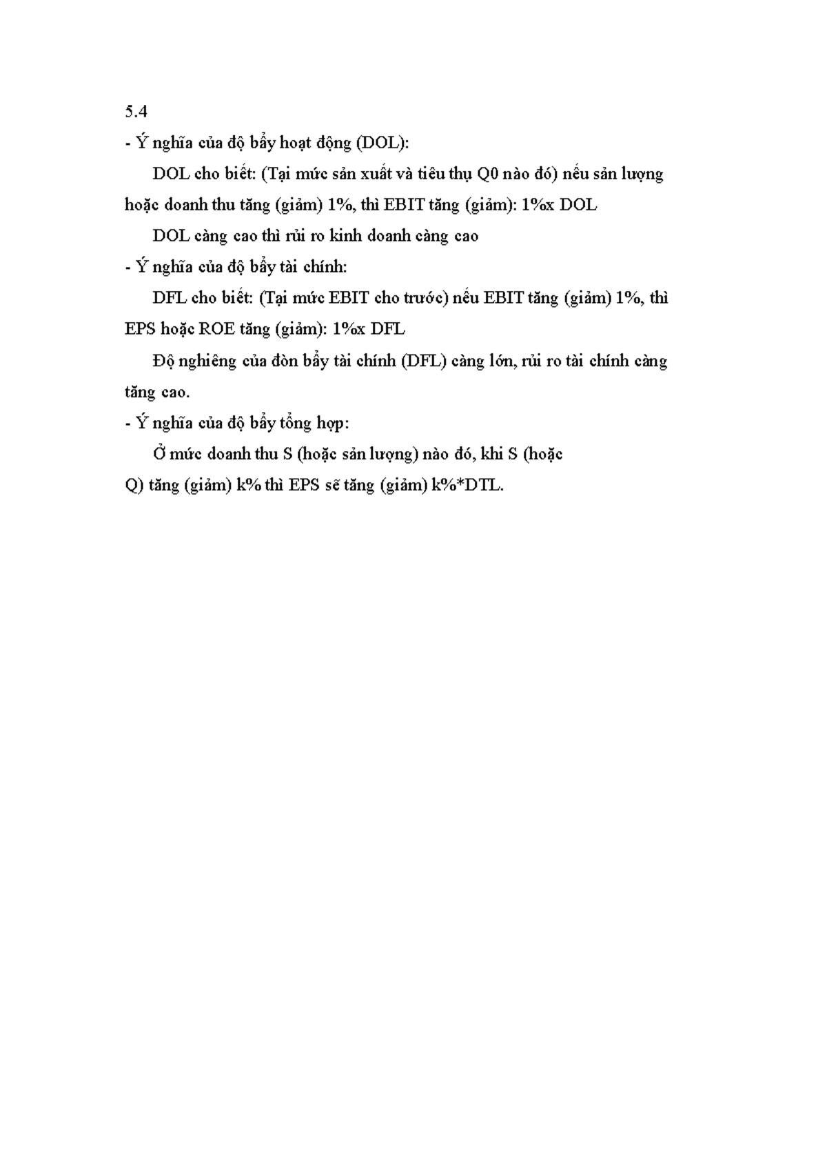 5 - độ bẩy hoạt động DOL - 5. Ý nghĩa của độ bẩy hoạt động (DOL): DOL ...