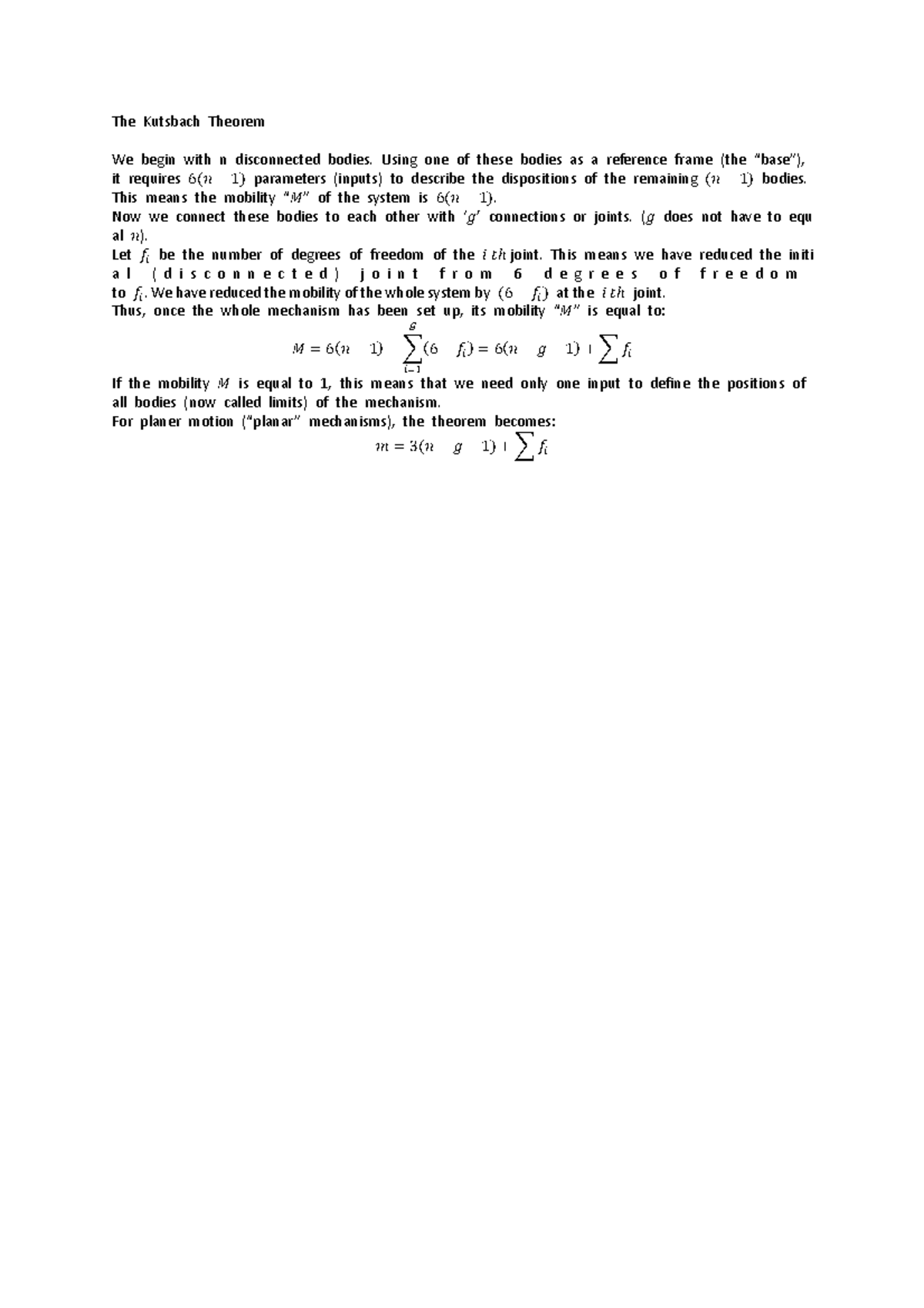 The Kutsbach Theorem summary - The Kutsbach Theorem We begin with n ...