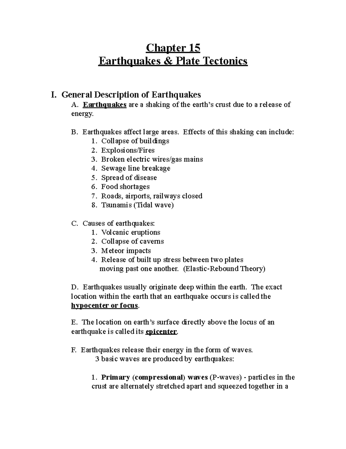 Chapter 15 Earthquakes Plate Tectonics Teacher Version - Chapter 15 ...