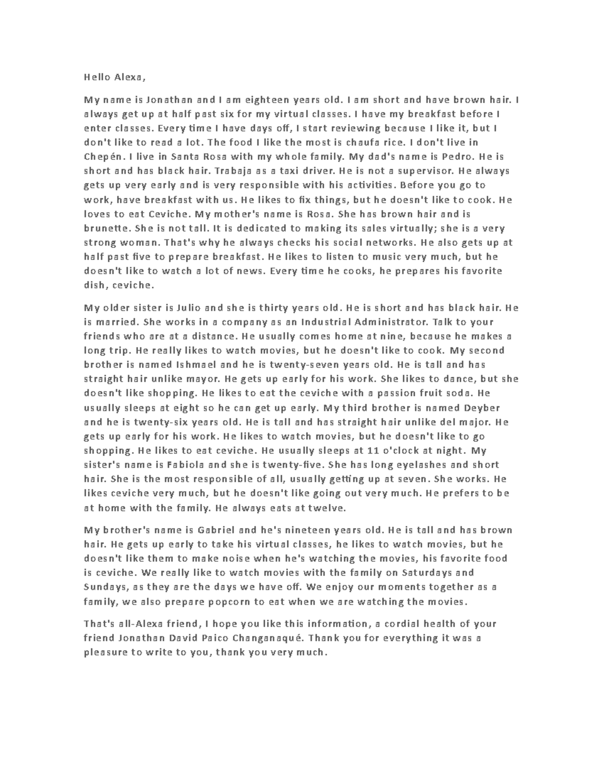 Hello Alexa - tarea - Hello Alexa, My name is Jonathan and I am ...