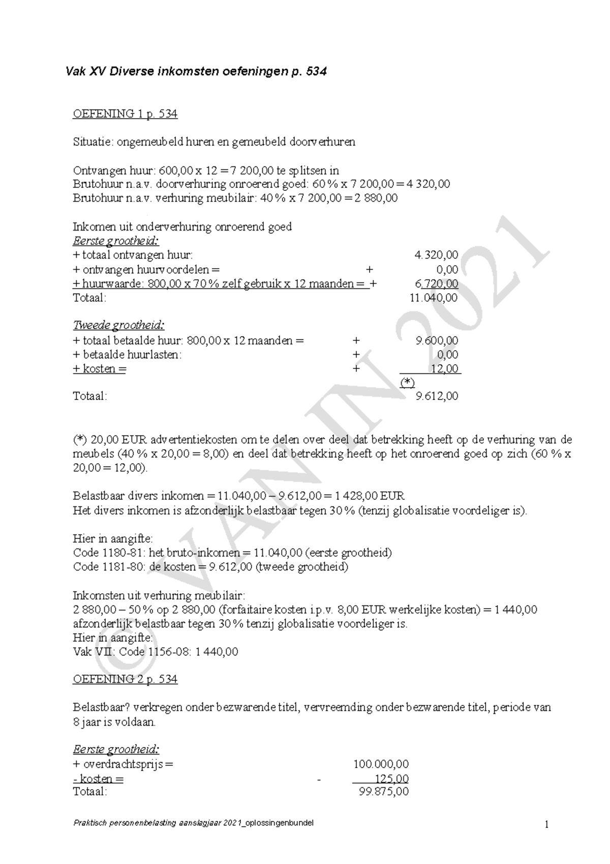 Opl oef Diverse inkomsten 1tem 3 p - Praktisch personenbelasting aanslagjaar 2021 ...