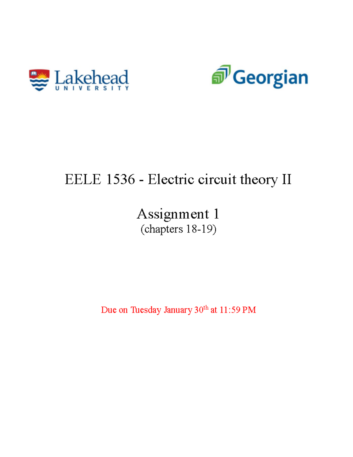 Assignment 1- Solution EELE II - EELE 1536 - Electric circuit theory II ...