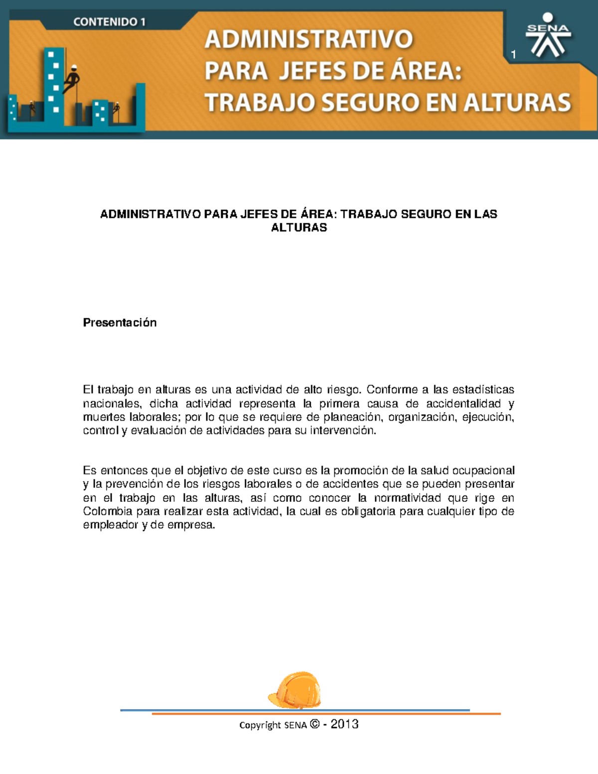 Contenido trabajo en alturas - ADMINISTRATIVO PARA JEFES DE ÁREA ...