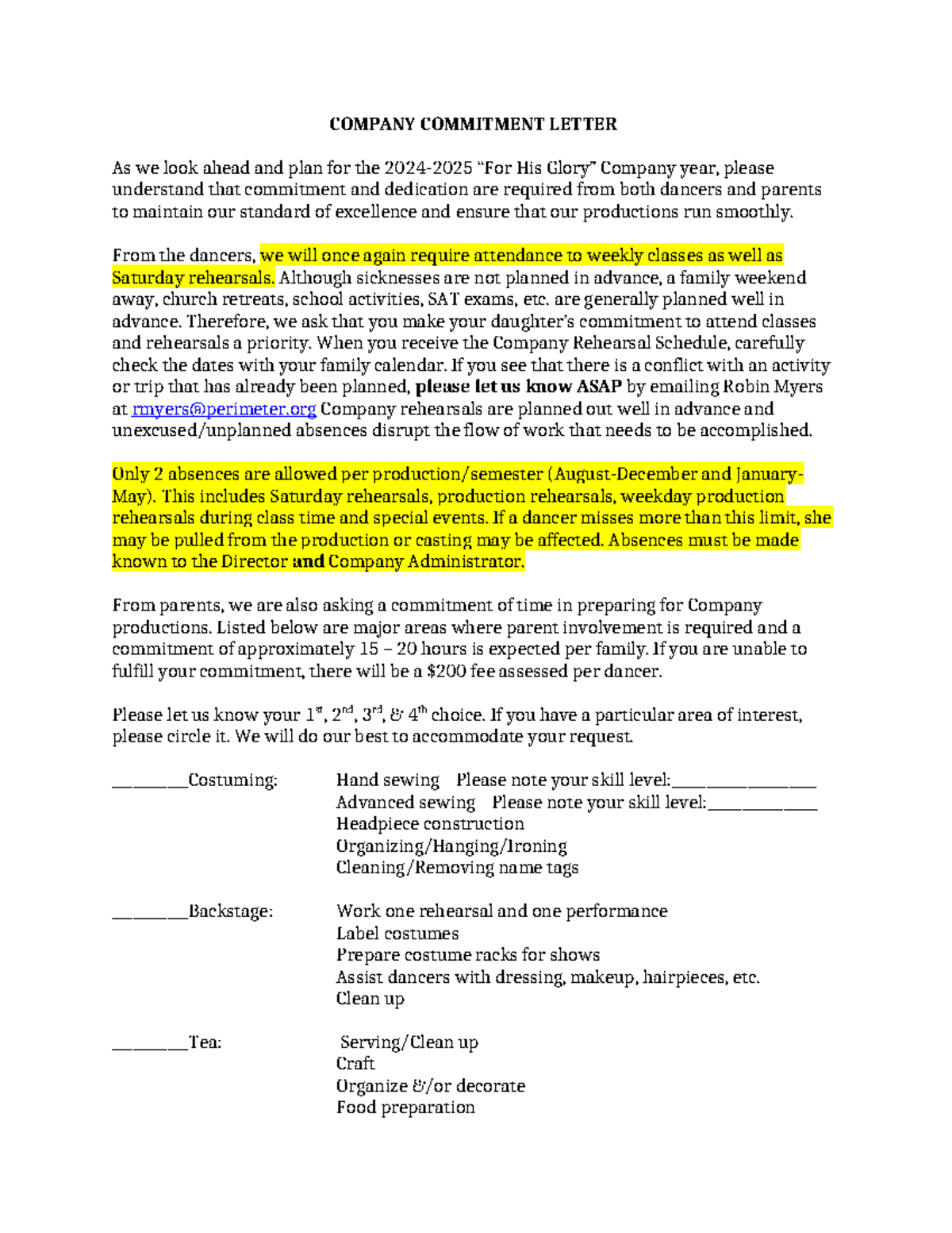 Company Commitment Letter - COMPANY COMMITMENT LETTER As we look ahead ...