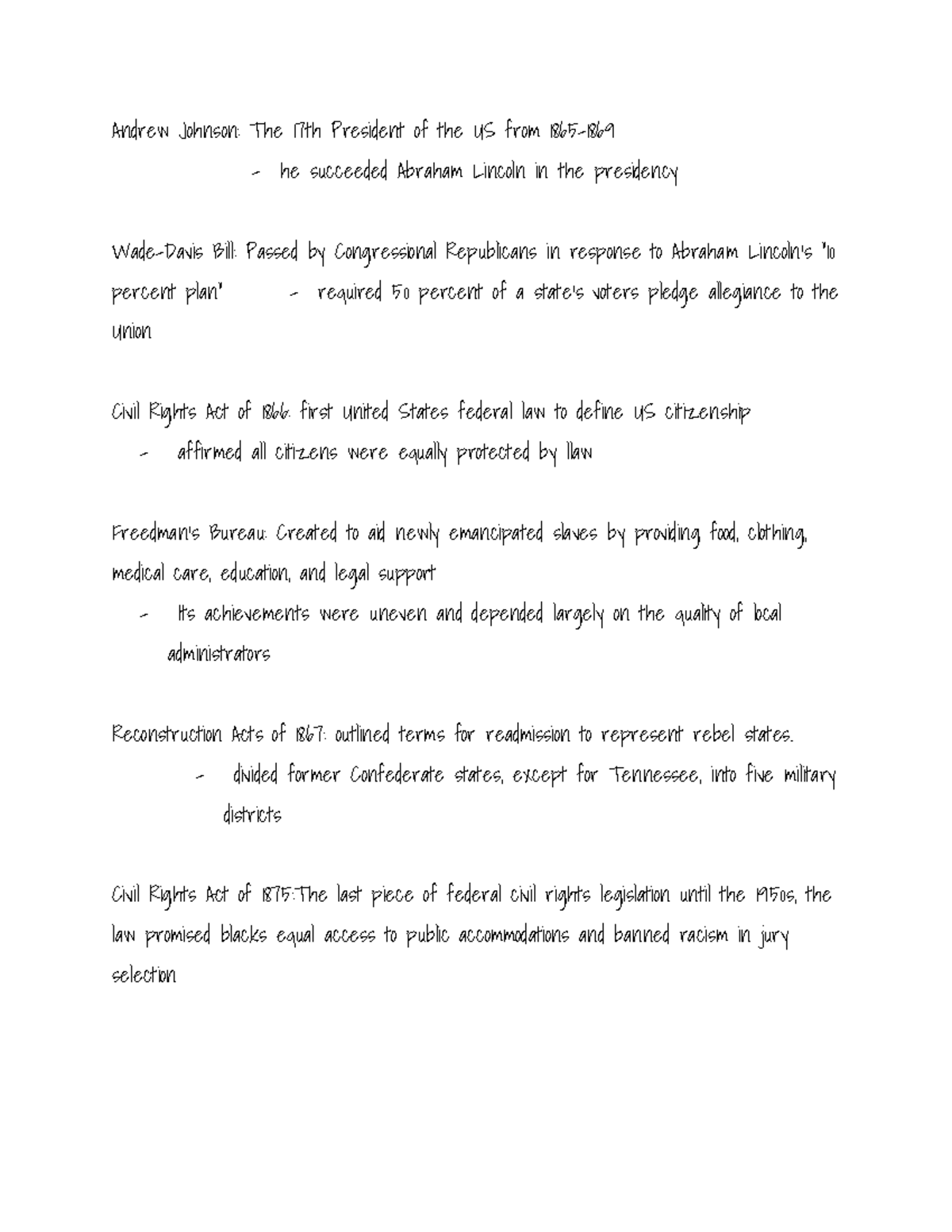 CH - 15 - APUSH Chapter Worksheet -1ST SEMESTER - Andrew Johnson: The ...