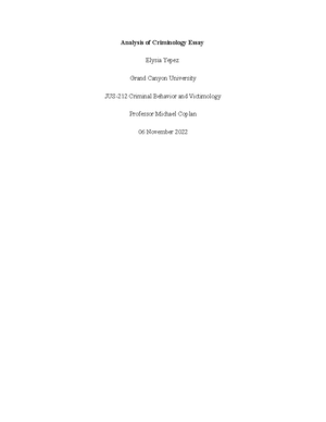 JUS 212 Worksheet 6 - Victims and Victimization Criminologists who ...