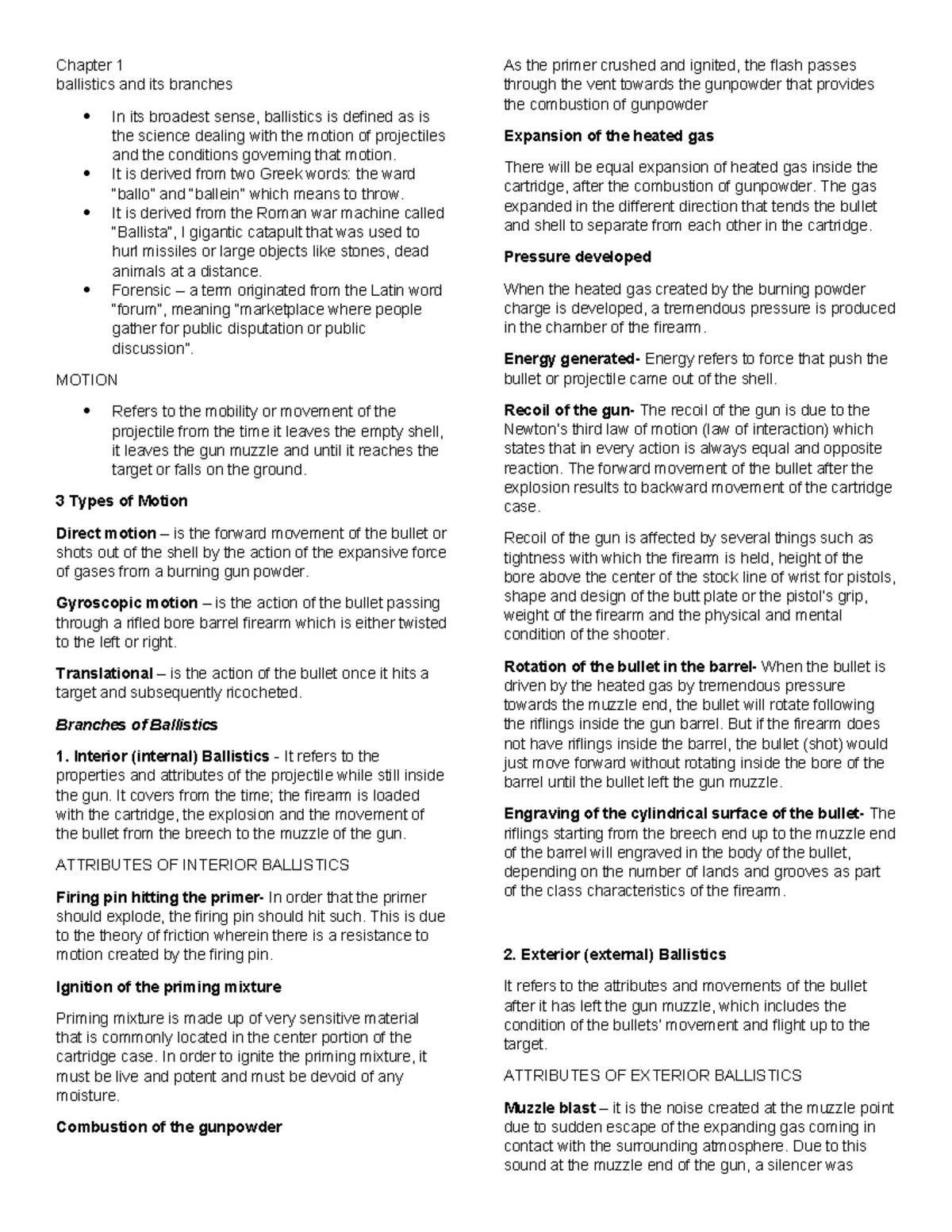 Ballistic - Chapter 1 ballistics and its branches In its broadest sense ...