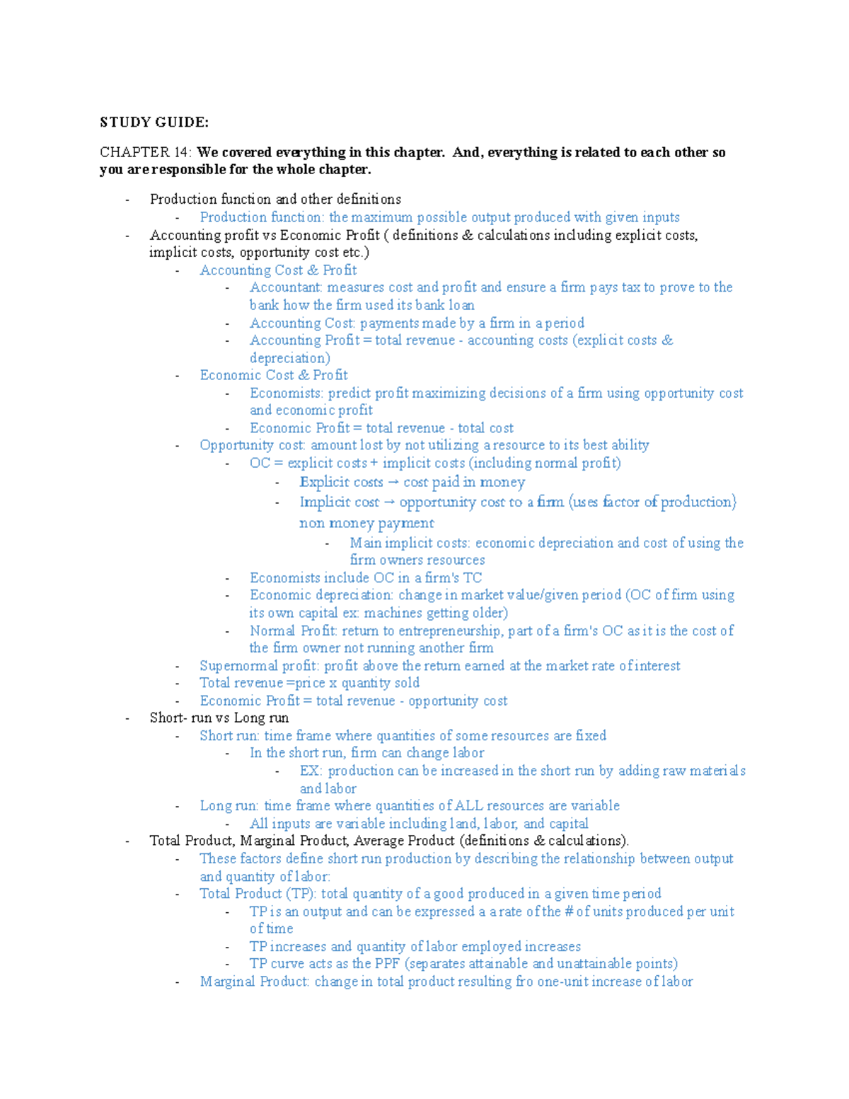 Econ final study guide - Teacher: Fatma - STUDY GUIDE: CHAPTER 14: We ...