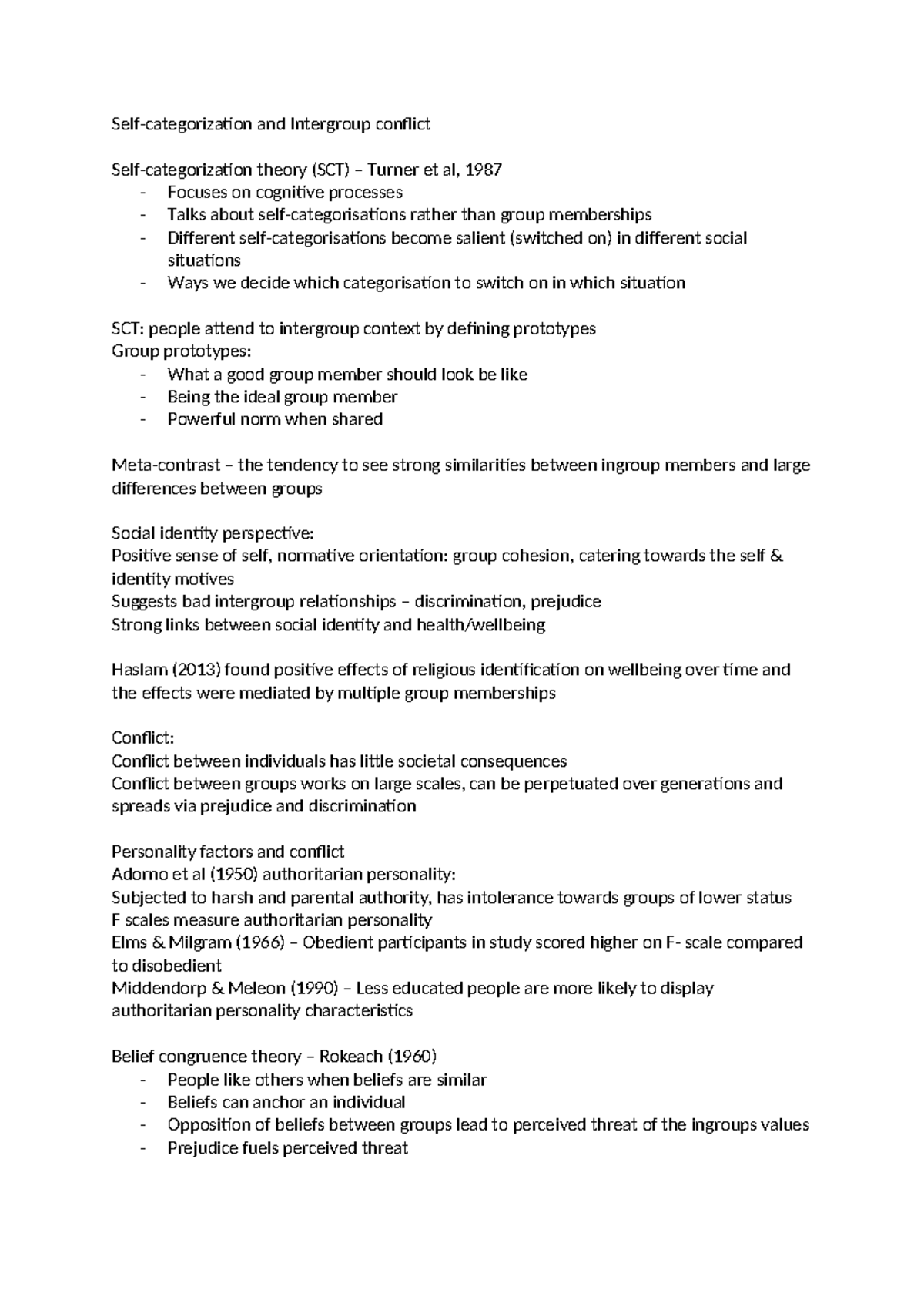 Self categorization revision - Self-categorization and Intergroup ...