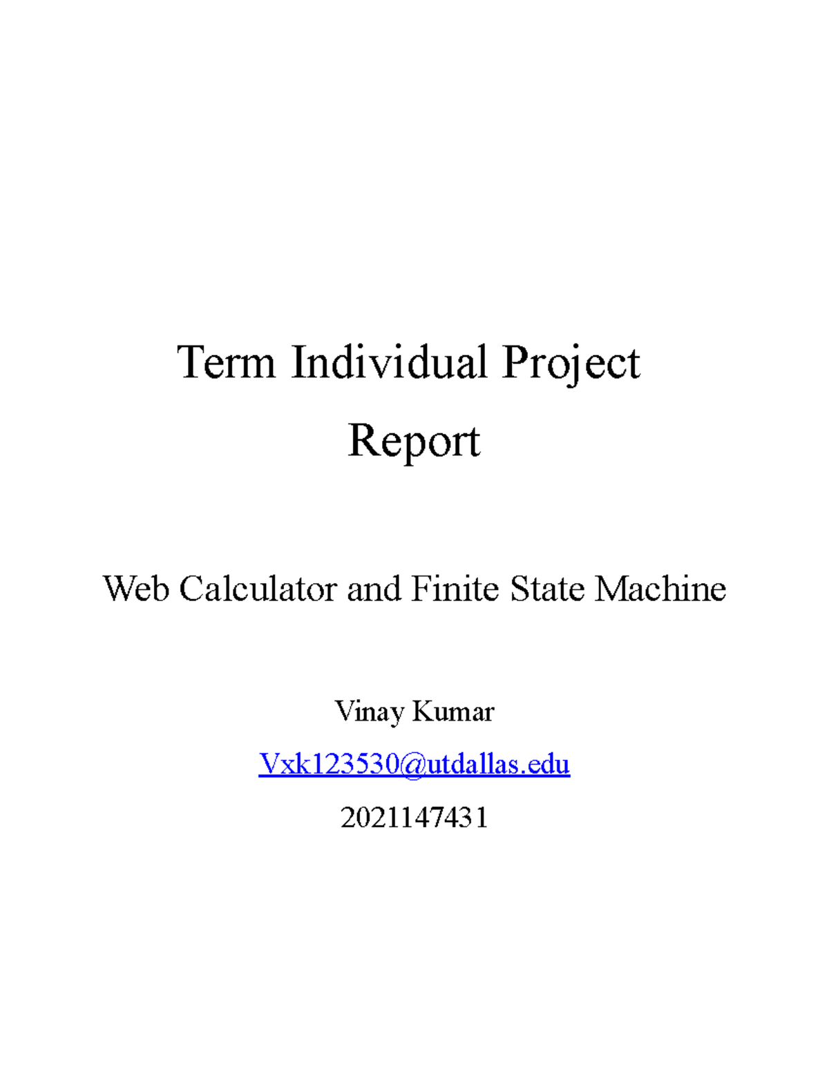 Calculator project report - Term Individual Project Report Web ...