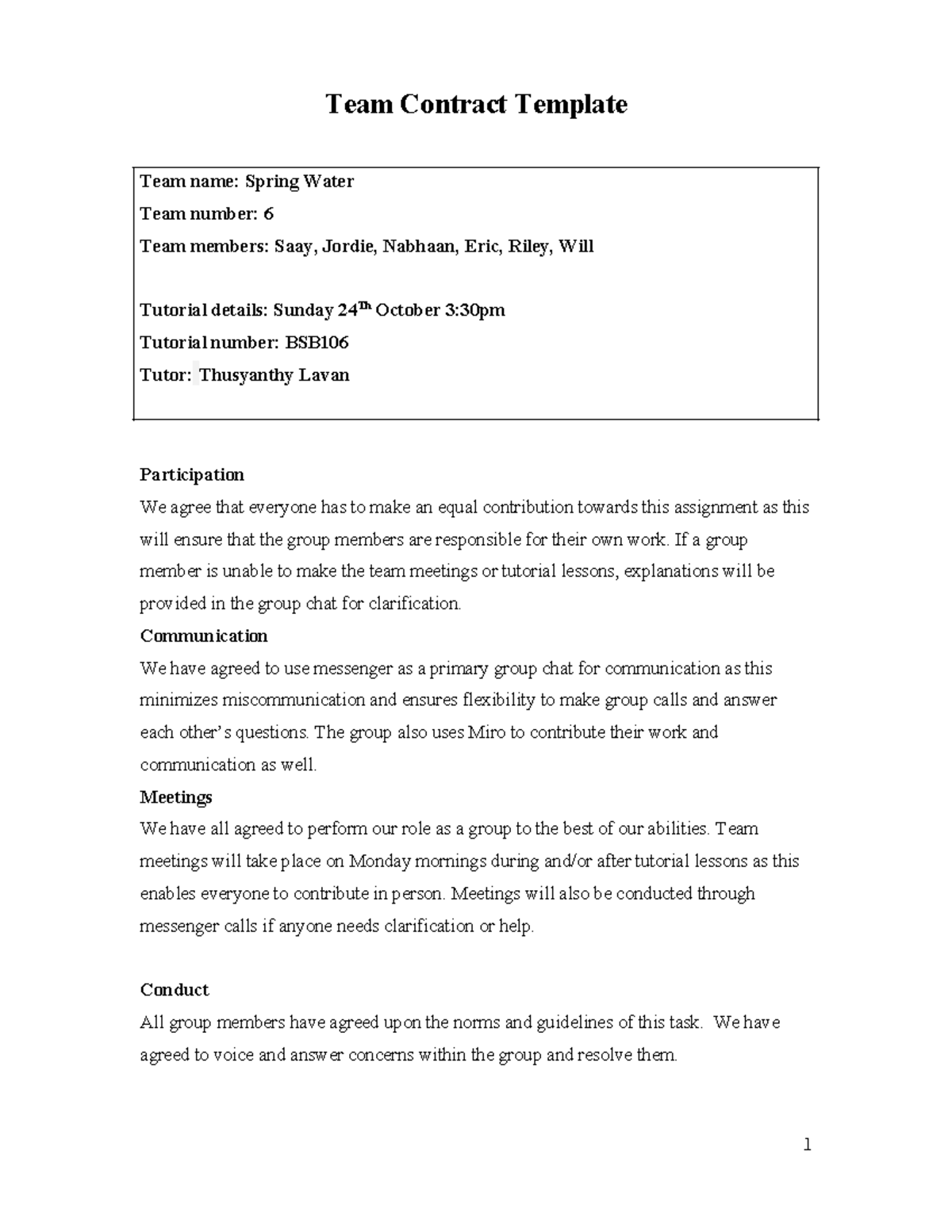 Team Contract template-1 - Team Contract Template Team name: Spring ...