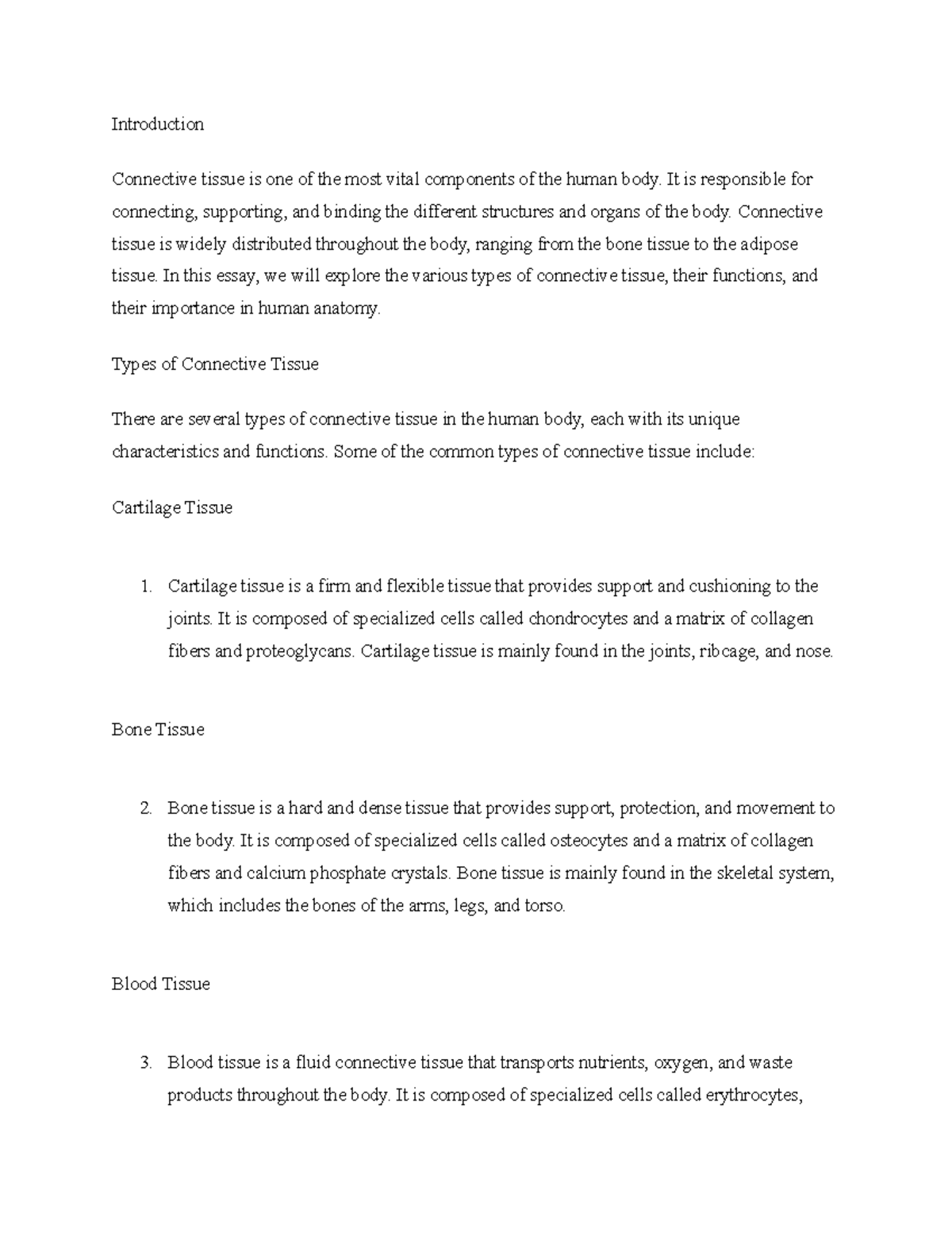 Title The Role of Connective Tissue in Human Anatomy - Introduction ...
