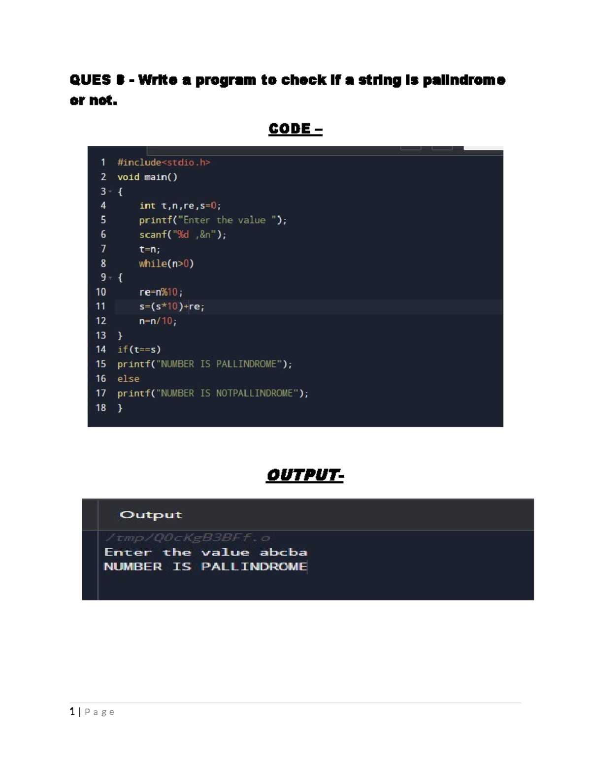 C FILE External - edit and changes the font - QUES 8 - Write a program to check if a string is ...