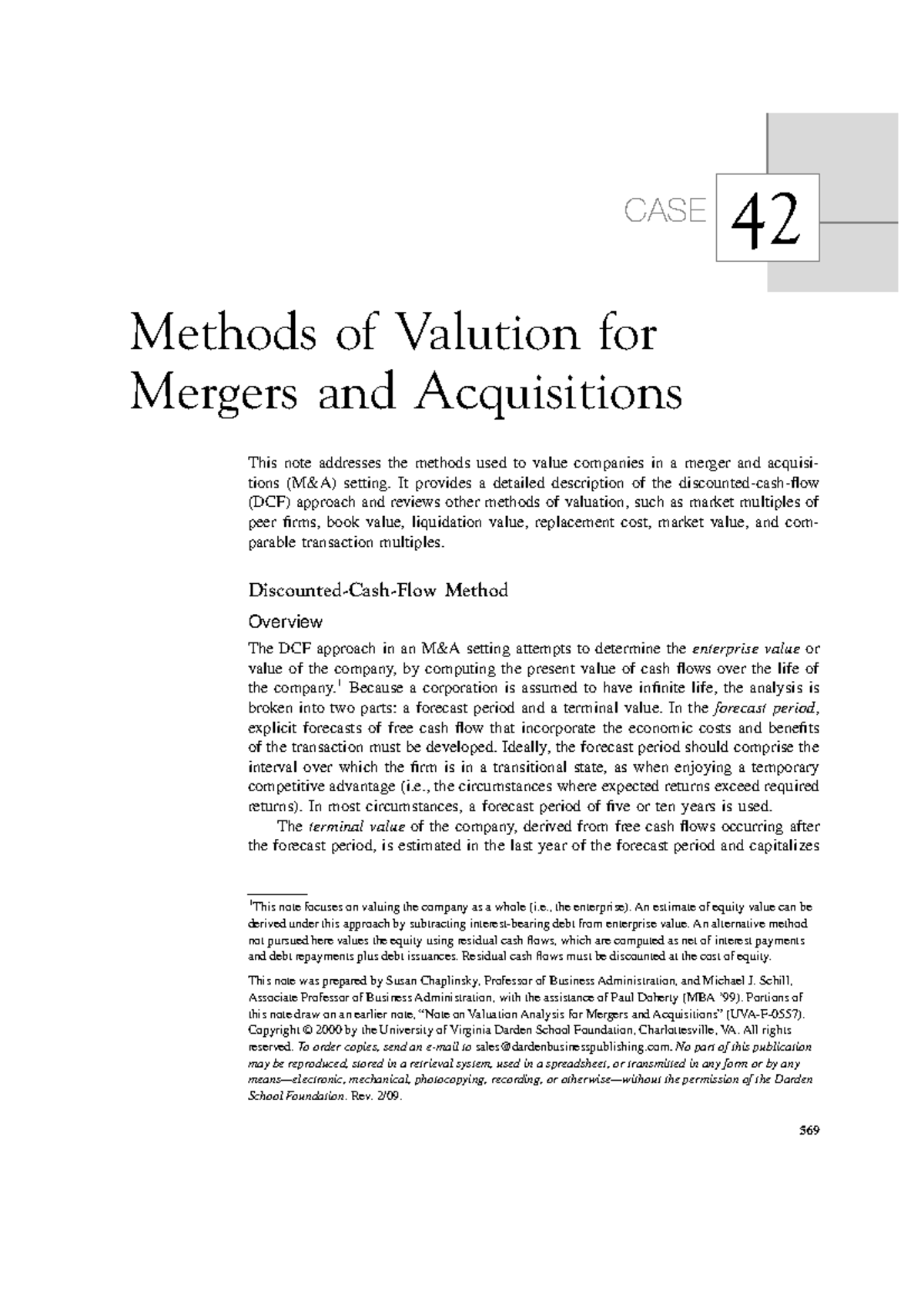 Valua creation M&A - bru6171X_case42_567-588 12/8/12 5:04 PM Page 569 ...