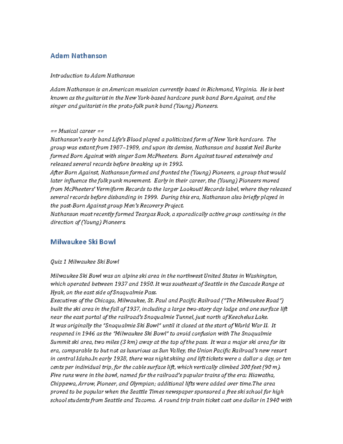 PSY167 Chapter Adam Nathanson - Adam Nathanson Introduction to Adam ...