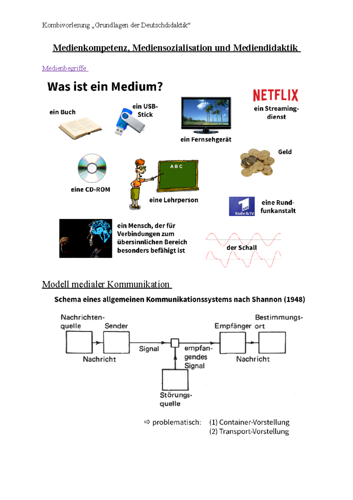 Medienkompetenz, Mediensozialisation und Mediendidaktik - Kombivorlesung Deutschdidaktik - Studocu