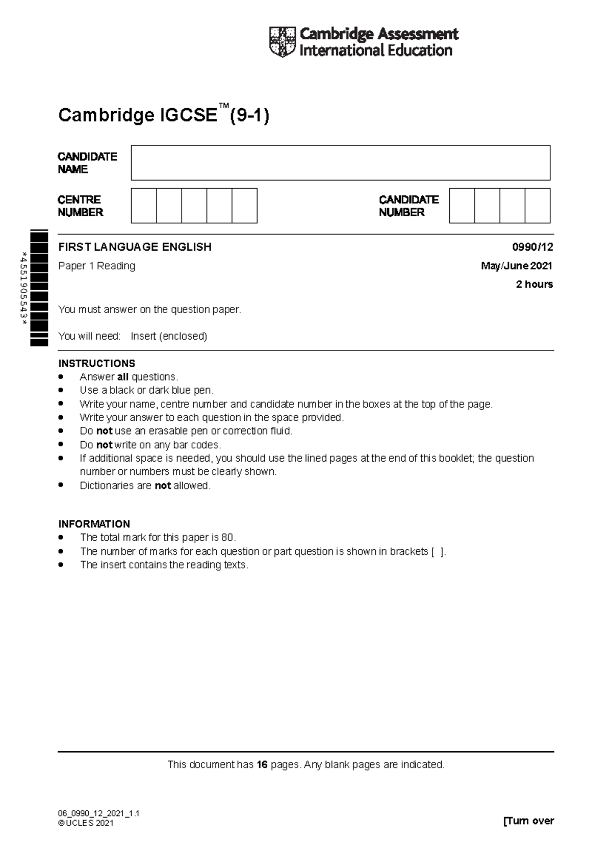 0990 s21 qp 12 - Summary Life Of Galileo - Cambridge IGCSE™(9-1) FIRST ...