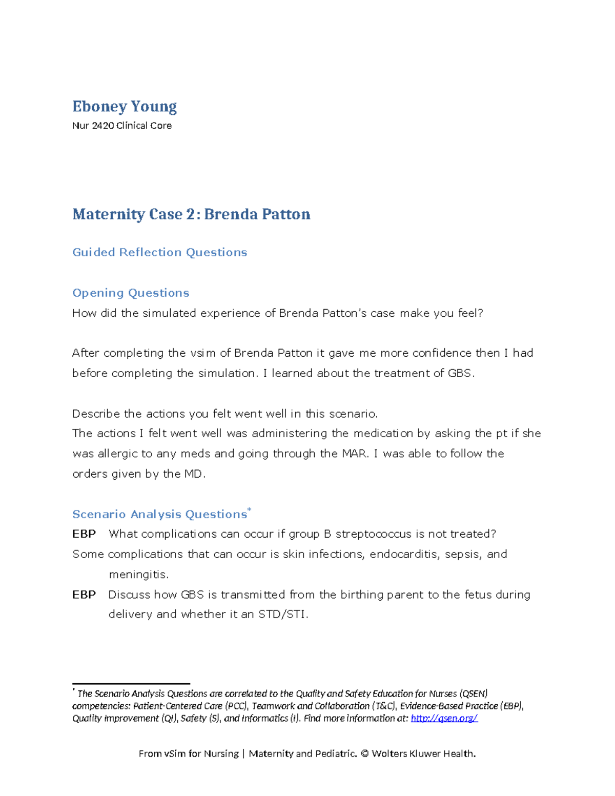 Brenda Patton core 2 - Vsim - Eboney Young Nur 2420 Clinical Core ...