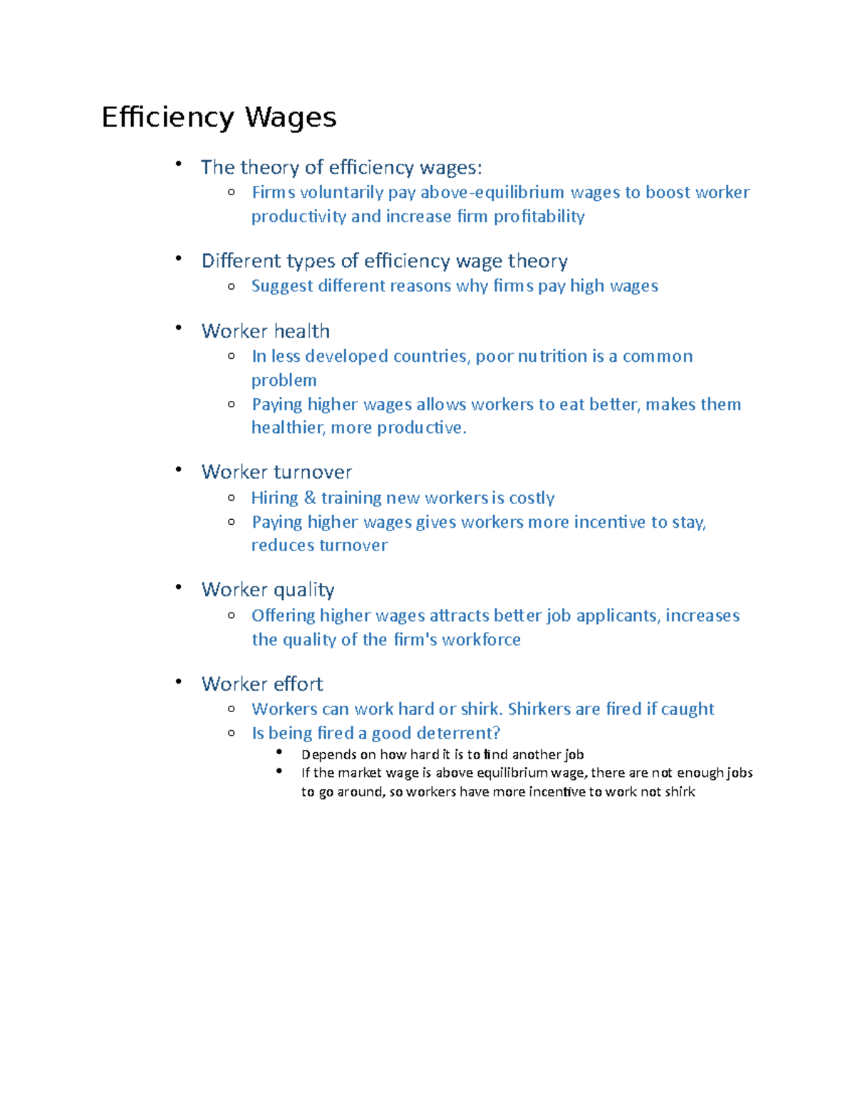 Efficiency Wages - Efficiency Wages The theory of efficiency wages: o Firms voluntarily pay ...
