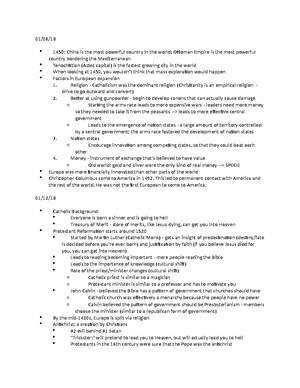 HIST 2111 Exam 1 Study Guide - HIST 2111 Exam 1 Please note: This ...