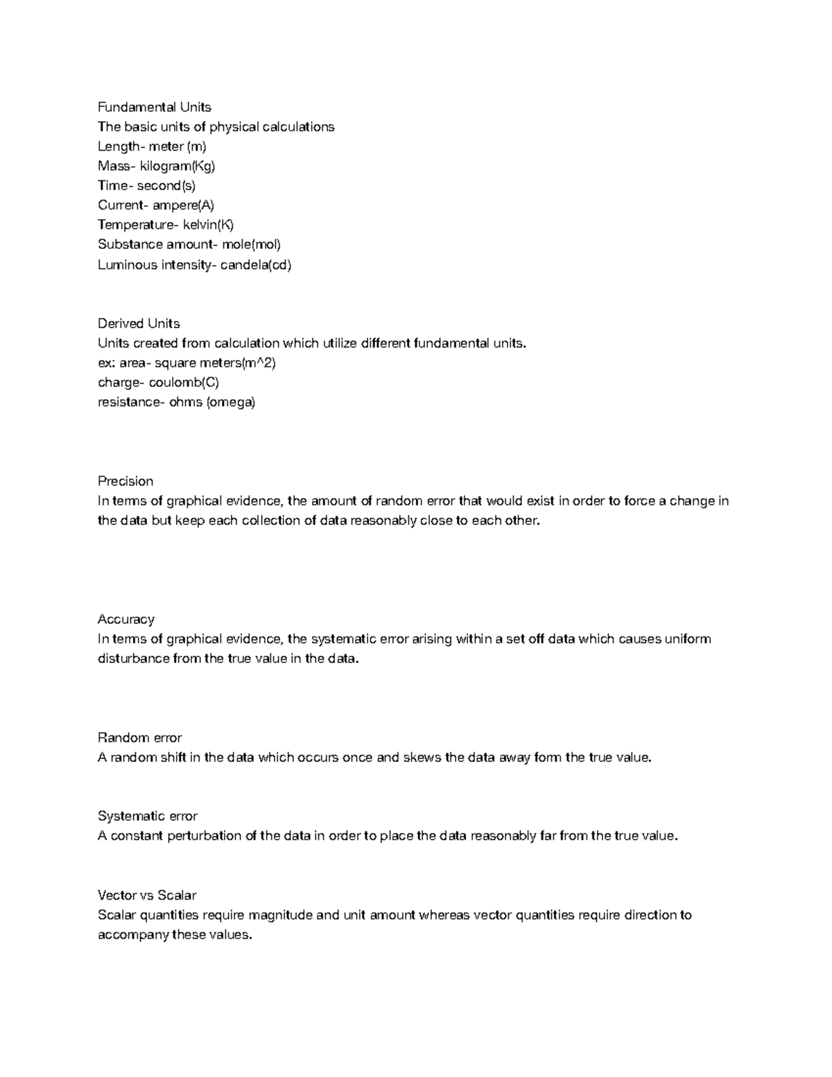 Physics Terms - Fundamental Units The basic units of physical ...