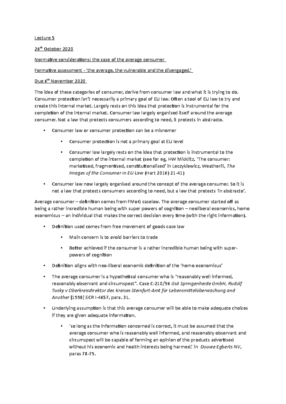 Lecture 5 formative assessment 261020 - Lecture 5 26 th October 2020 ...